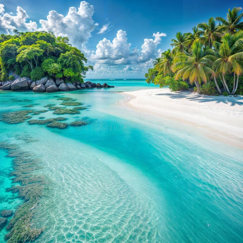 Islands in the Ocean Blue Water Snow-white Sand on the Beaches. Stock ...
