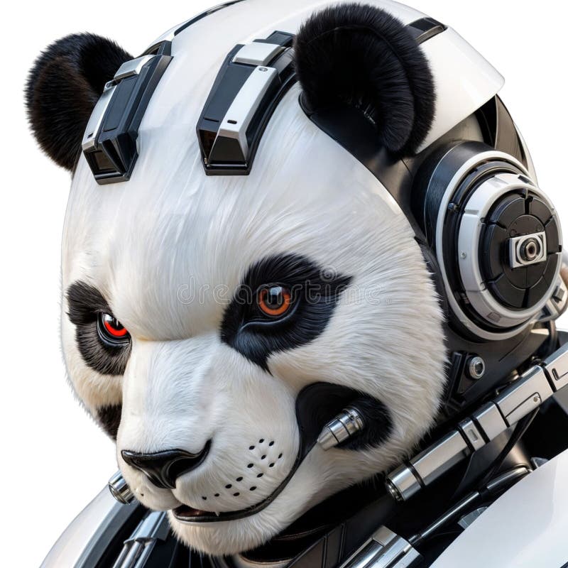 Head of a Giant Cyber Panda Stock Illustration - Illustration of face ...