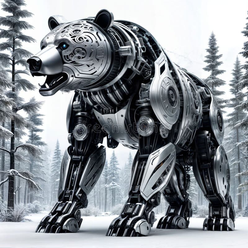 Cyber ??grizzly Bear Robot Transformer Made of Metal Stock Illustration ...