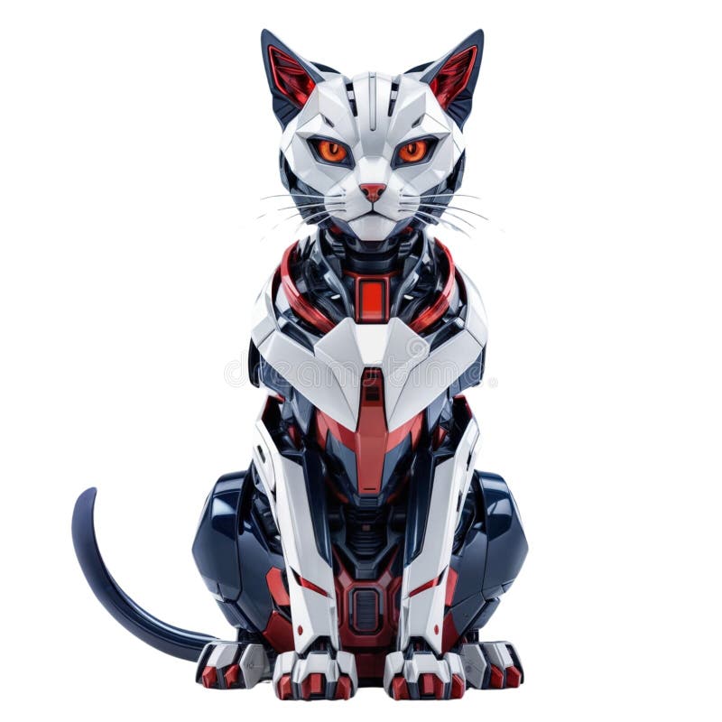 Cat Cyber Robot Blue, White, Red Metal Color Stock Illustration ...
