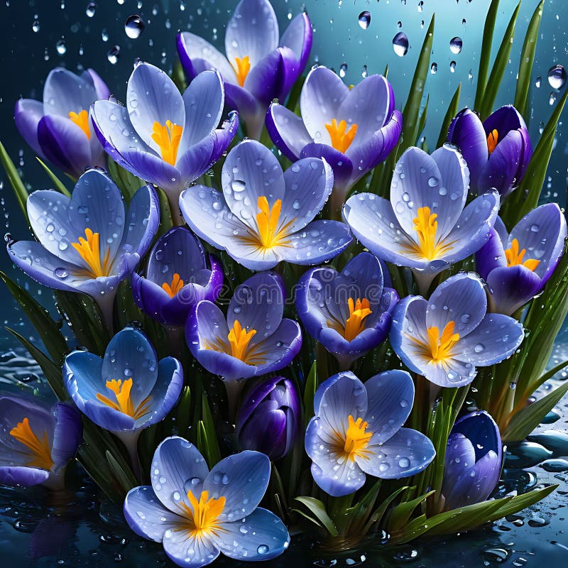 Blue Spring Flowers with a Yellow Center Bg Stock Illustration ...