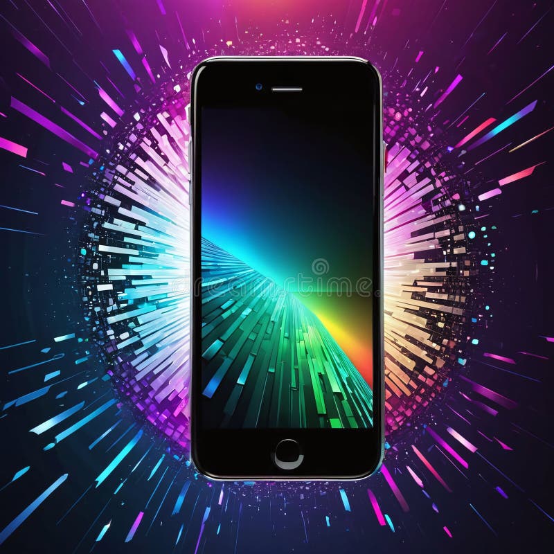 Abstract Smartphone with a Cracked Screen with Fragments Extending ...