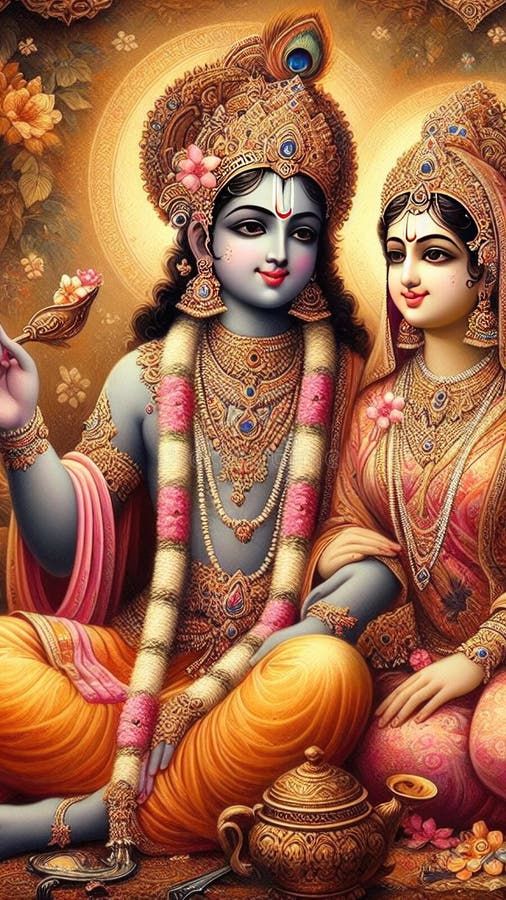 Radha Krishna Spritual Love Stock Illustration - Illustration of ...