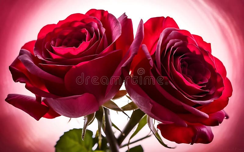 Two Blooming Red Roses Flower Photography Picture Stock Illustration ...
