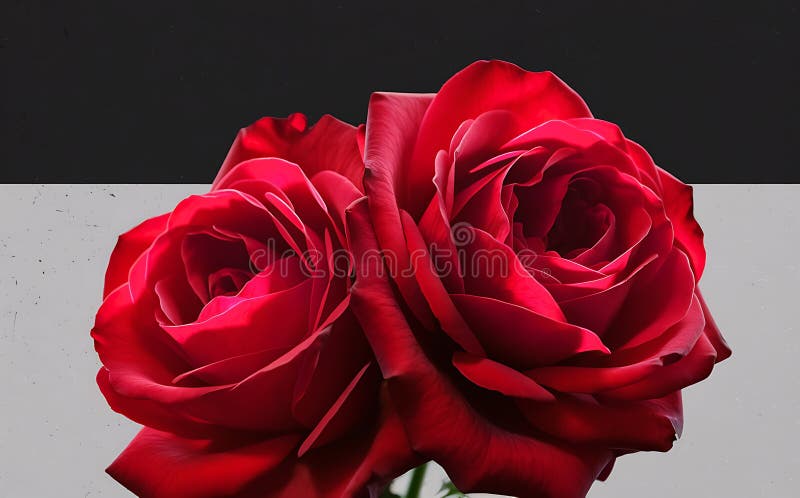 Two Blooming Red Roses Flower Photography Picture Stock Illustration ...