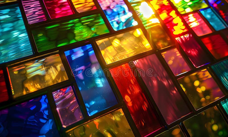 Stained-glass Square Cells Full Color Stock Illustration - Illustration ...