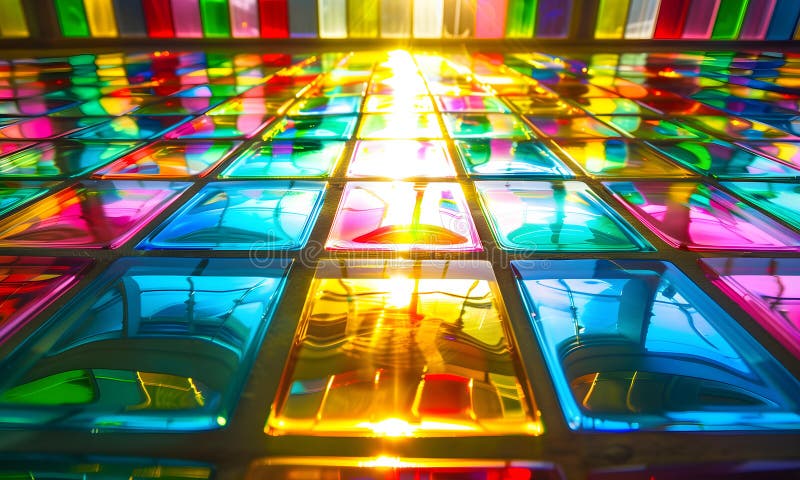 Stained-glass Crystal Square Cells Full Color Stock Illustration ...
