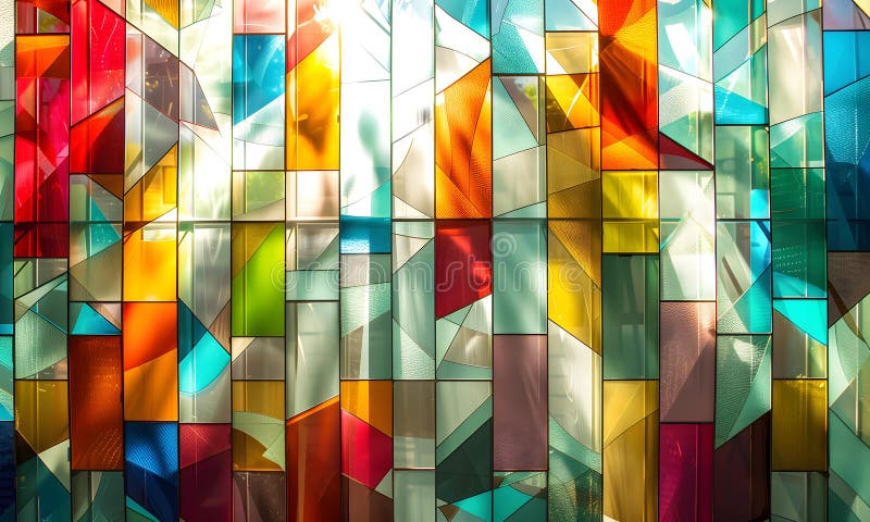 Stained-glass Triangle Cells Full Color on Natural Light. Stock ...