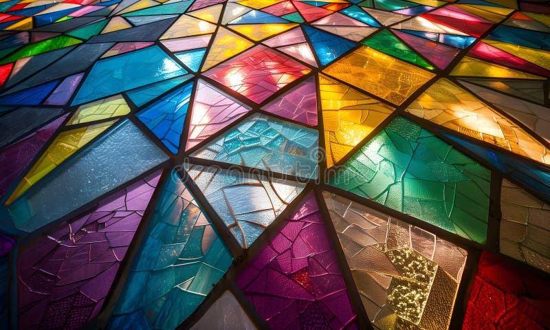 Stained-glass Triangle Cells Full Color Stock Illustration ...