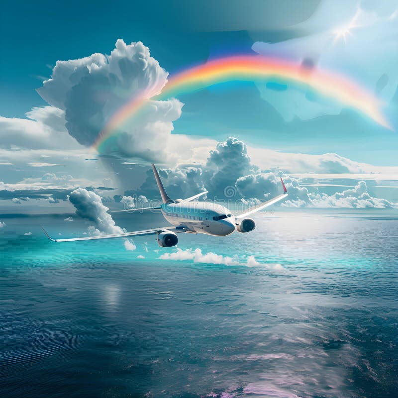 Airplane Soaring High in the Sky. Stock Photo - Image of vertical, view ...