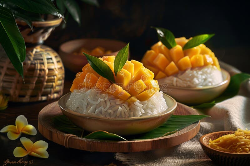 Delicious Thai Mango Sticky Rice, Sweet Aroma of Ripe Mangoes and ...