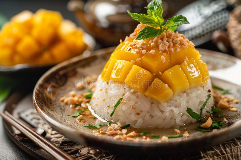 Delicious Thai Mango Sticky Rice, Sweet Aroma of Ripe Mangoes and ...