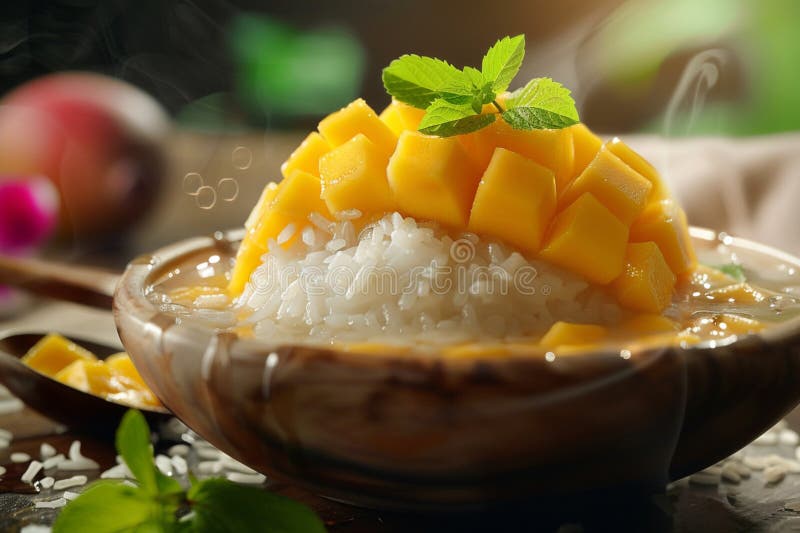 Delicious Thai Mango Sticky Rice, Sweet Aroma of Ripe Mangoes and ...