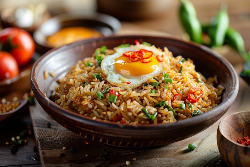Indonesian Nasi Goreng Fried Rice, Famous Food from Indonesia Stock ...