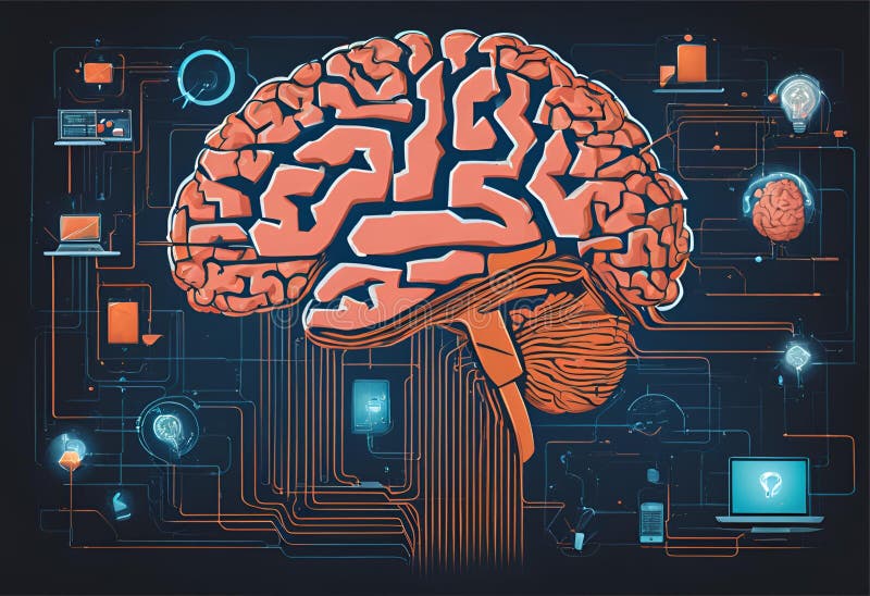 Mind-Machine Synergy: the Future of NeuroTechnology Stock Illustration ...