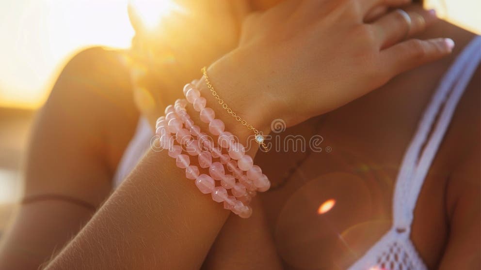Beautiful Stunning Gorgeous Feminine Dreamy Rose Quartz Crystal Gemstone Bracelets Stock ...