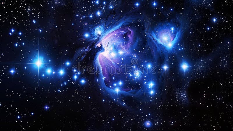 Beautiful Orion Constellation in Bright Blue Colors in Deep Space or ...