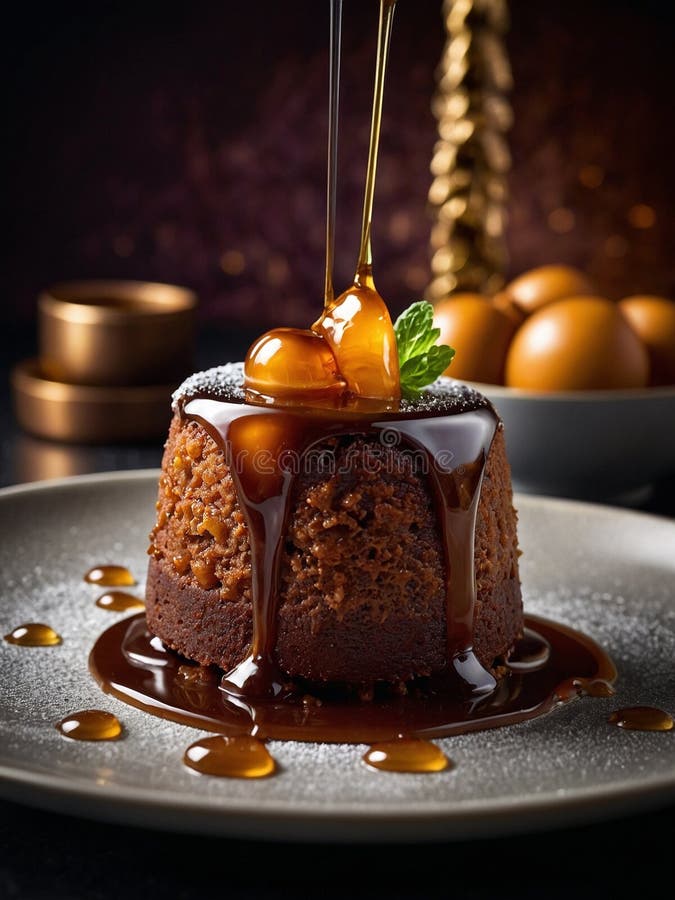Michelin Starred Sticky Toffee Pudding Dessert in Premium Restaurant ...