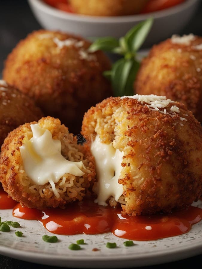 Arancini, Fried Rice Balls Filled with Cheese or Meat. Generative AI ...