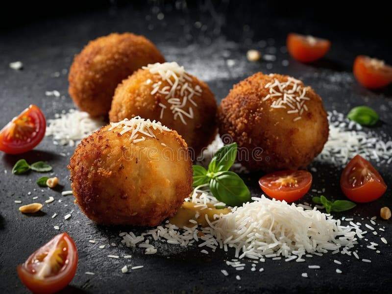 Arancini, Fried Rice Balls Filled with Cheese or Meat. Generative AI ...