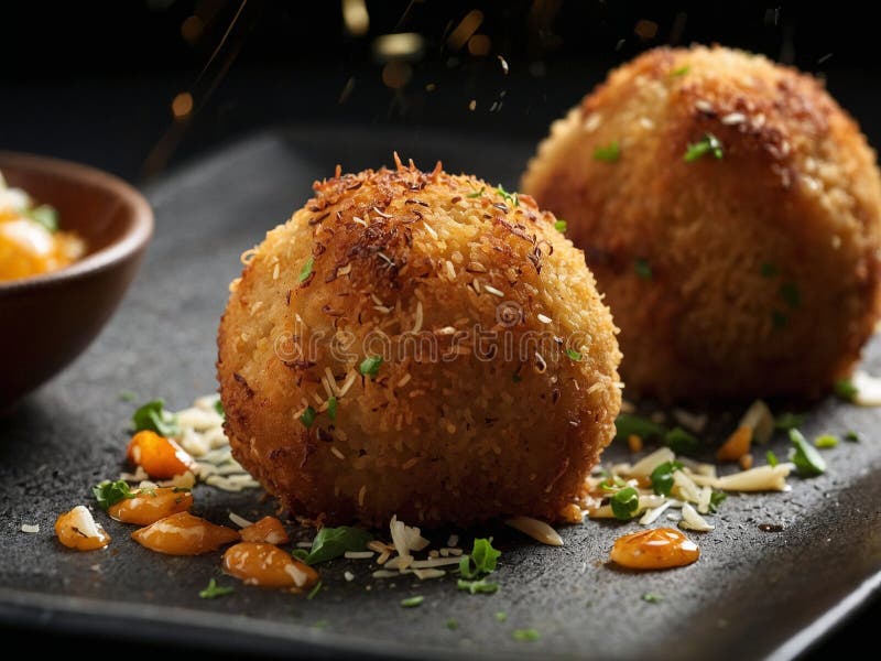 Arancini, Fried Rice Balls Filled with Cheese or Meat. Generative AI ...