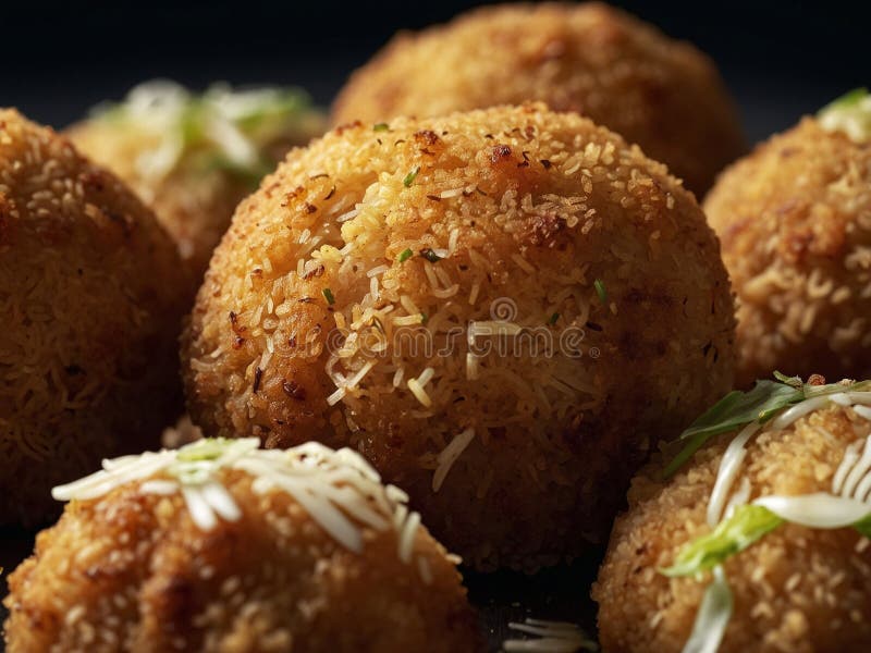 Arancini, Fried Rice Balls Filled with Cheese or Meat. Generative AI ...