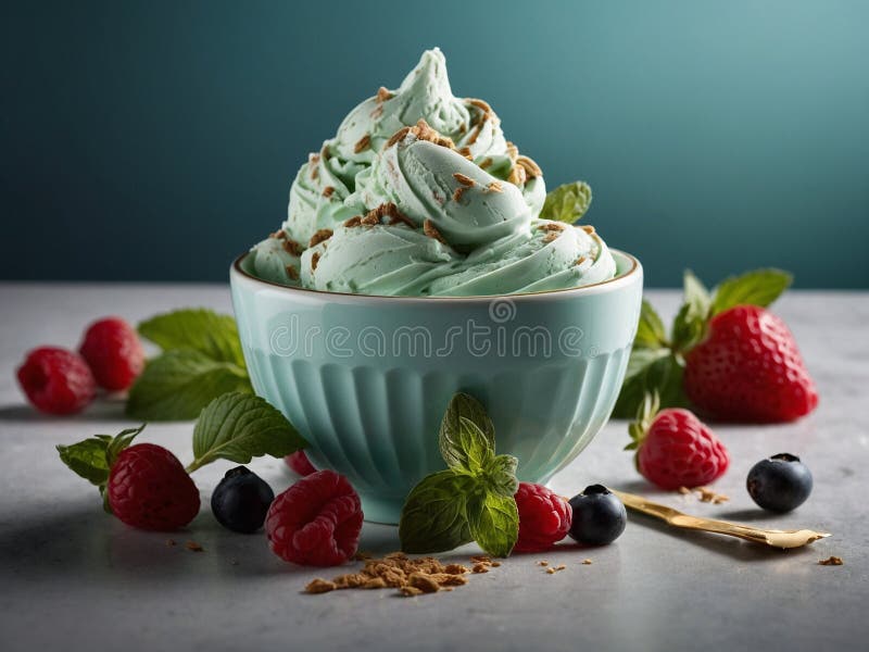 Italian Mint Gelato Ice Cream, Studio Lighting and Background, Food ...