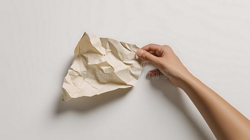 Hand Holding Paper, a Hand Reaching Down To Pick Up a Piece of Crumpled ...