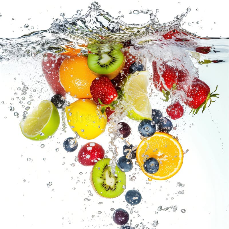 Splash Effect of Fresh Fruits, Dropping into Water, AIGenerated Stock ...