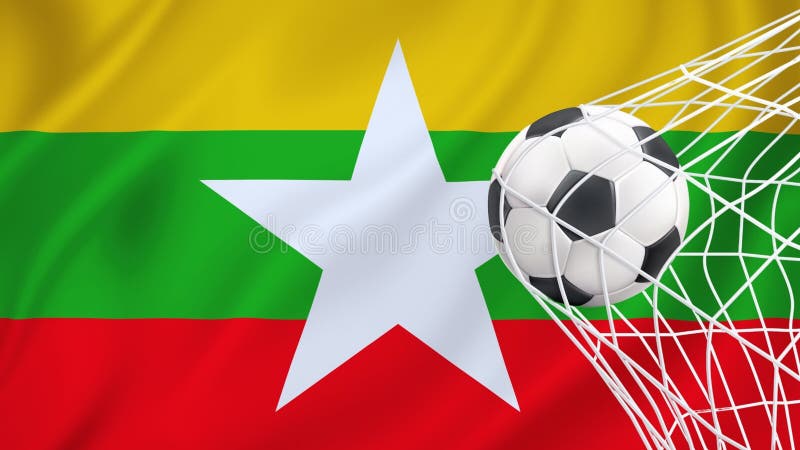 Football Ball with the National Flag of Myanmar. Flag of Myanmar Stock ...