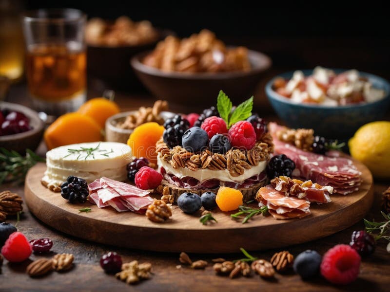 Dessert and Appetisers Charcuterie Board, Cinematic Food Photography ...