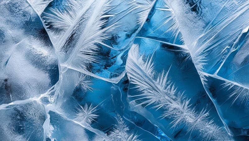Abstract Natural Ice Freeze Ice Surface with Intricate Cracks Stock ...