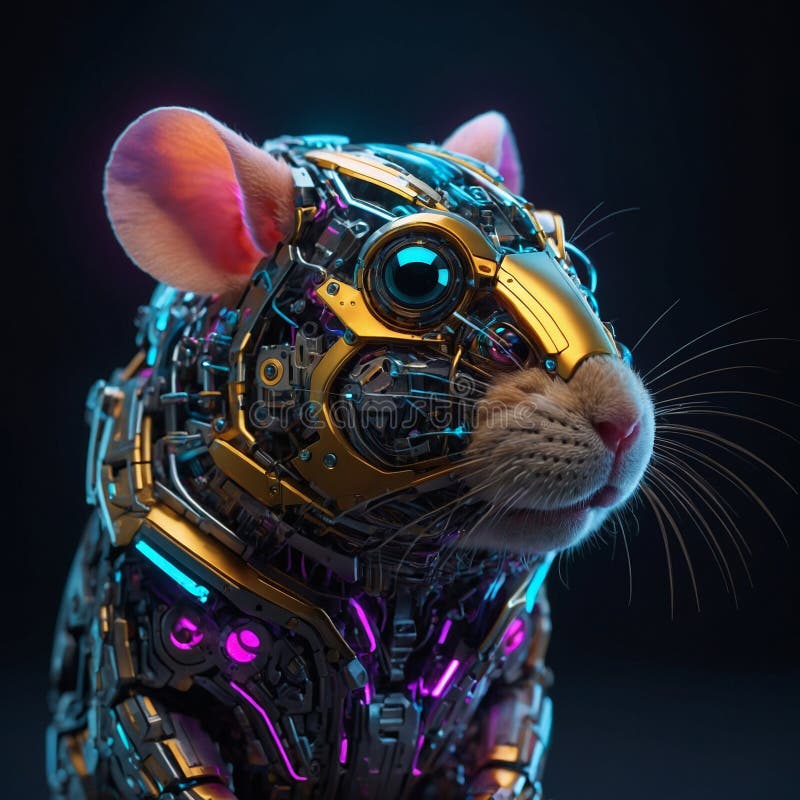 Abstract Neon Light Cyborg Hamster Vermin Wallpaper Stock Illustration ...