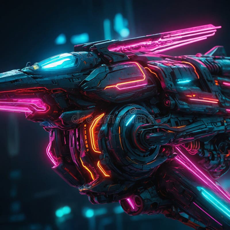 Abstract Neon Light Cyborg Fighting Jet Space Shuttle Wallpaper Stock ...