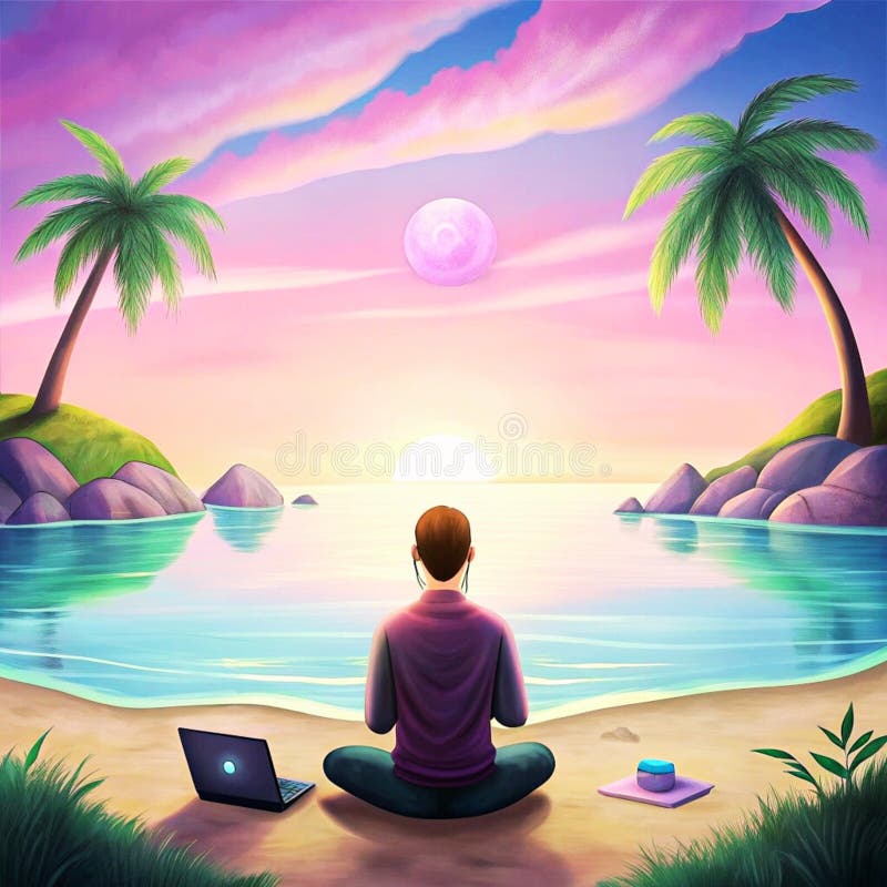 Beach Meditation Design a Serene Beach Scene Where Someone is ...
