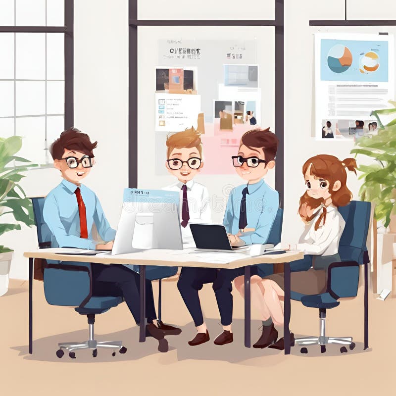 Illustration of Office Presentation Presentation and Meeting. AI ...