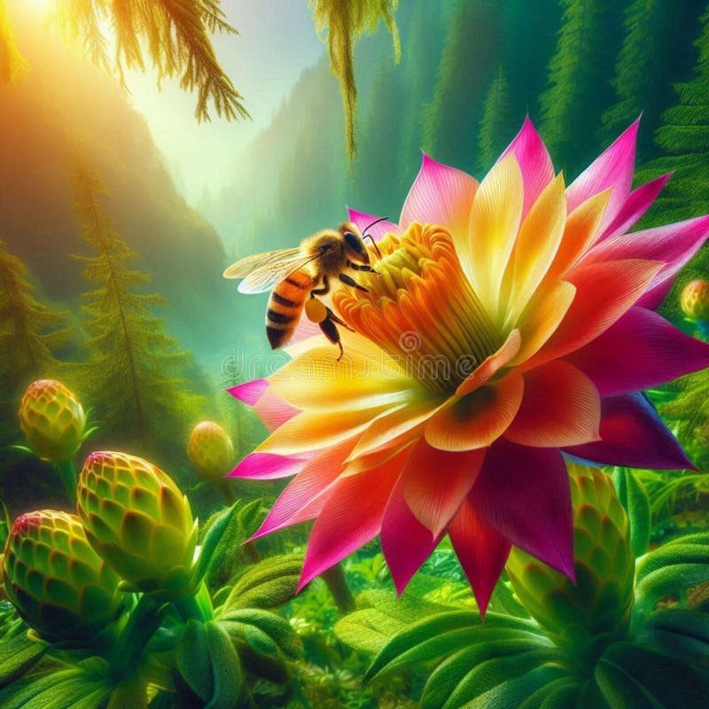 A Close-up Photo of a Bee Pollinating Stock Photo - Image of autumn ...