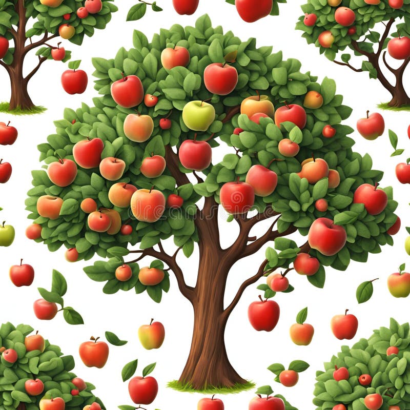 Fantasy Apple Tree with Green and Red Apples. AI Generated Stock ...