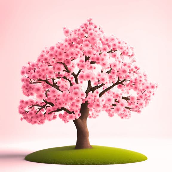 Dreamy Fantasy Pink Tree 3D Illustration AI Generated Stock ...