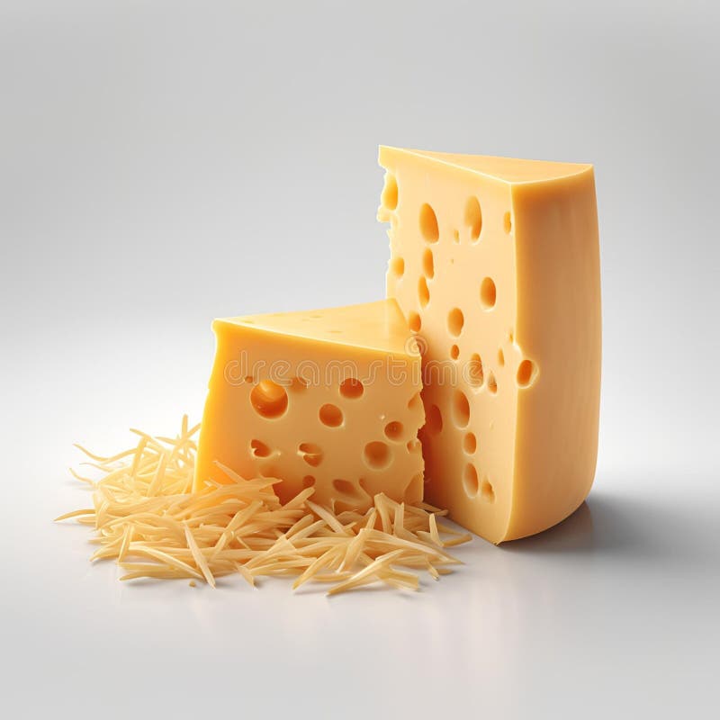 Cheddar Cheese Block with Grated Cheese Illustration Stock Illustration ...