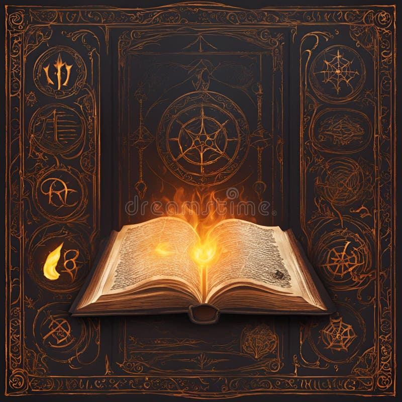 Open Spellbook with Ancient Symbols and Halloween Magic. AI Generated ...