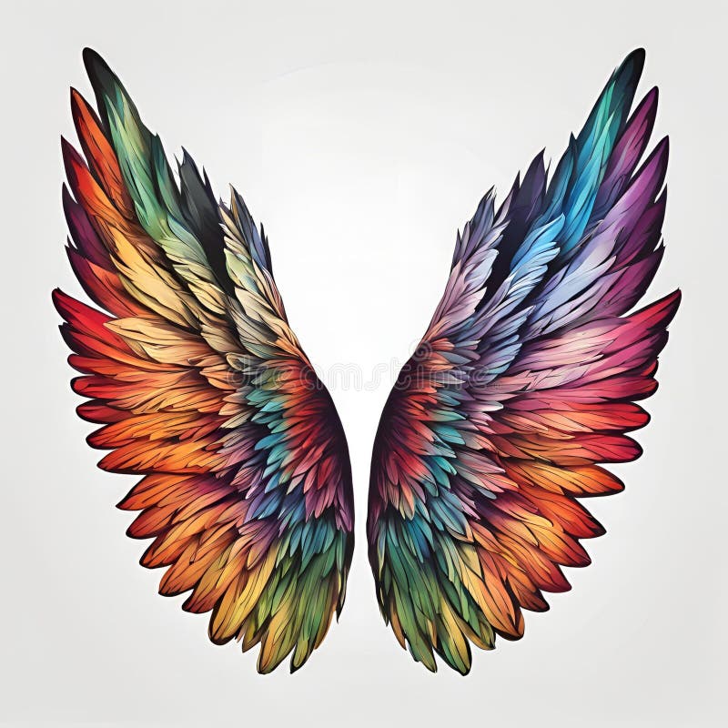Modern Colorful Angel Wings Pair Stock Illustration - Illustration of ...