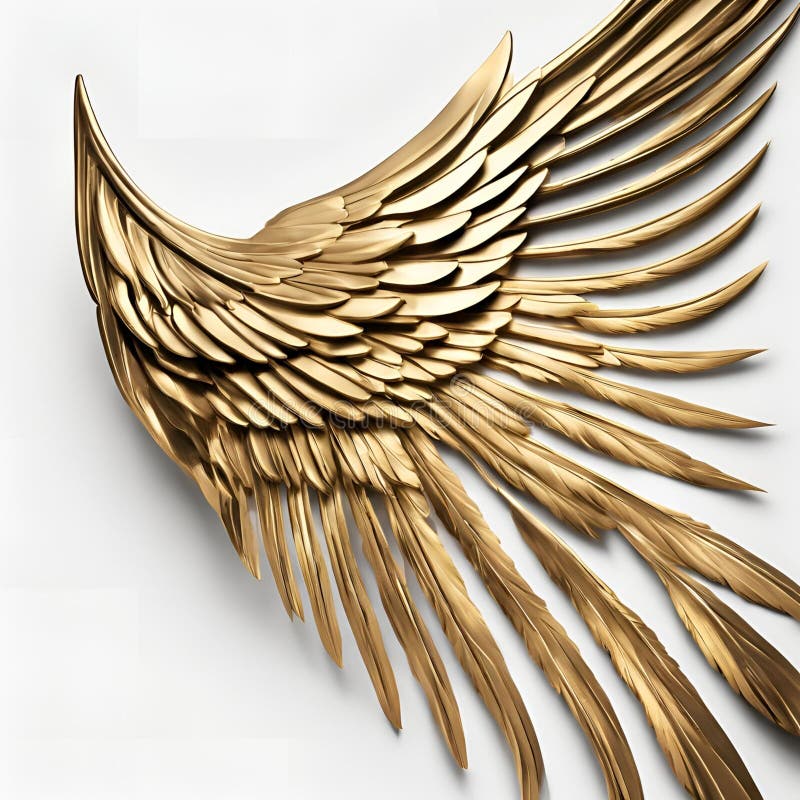 Elegant Dull Gold Brass Metallic Wing Stock Illustration - Illustration ...