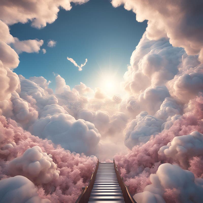 Pathway To Heaven among Cloudsillustration Stock Illustration ...