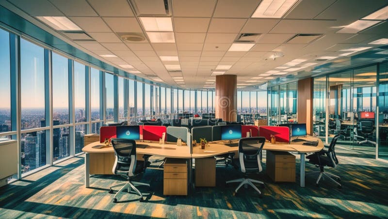 Corporate Office Floor with an Open-plan Layout Stock Illustration ...