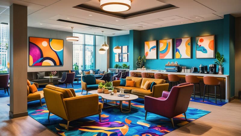 A Stylish Corporate Lounge Area with Comfortable Seating Stock ...