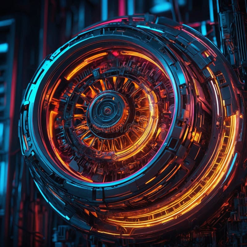 Abstract Neon Light Cyborg Jet Engine Wallpaper Stock Illustration ...