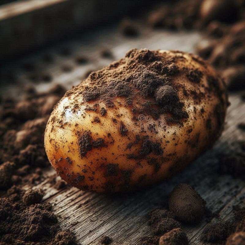 Freshly Dug Potato with Soil Stock Illustration - Illustration of dirt ...