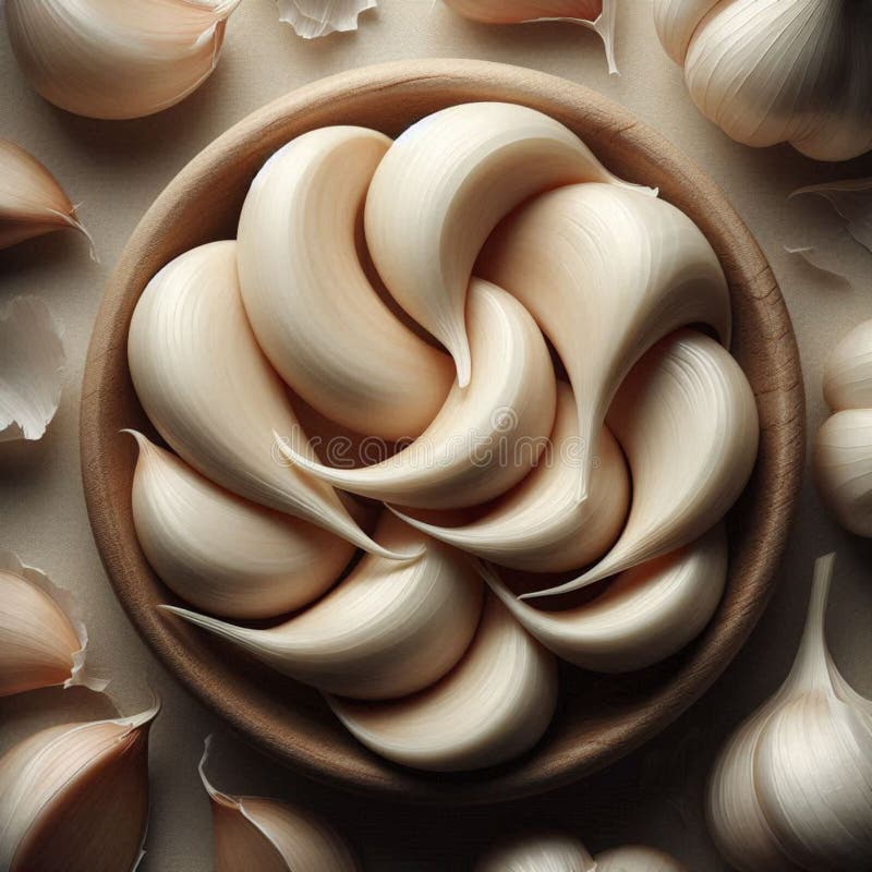 Garlic Swirl in Wooden Bowl Stock Illustration - Illustration of ...