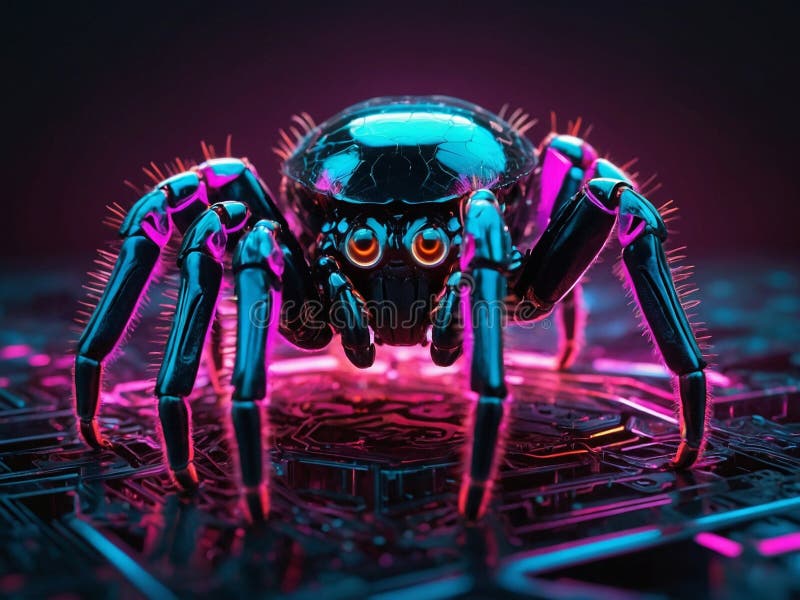 Abstract Neon Light Cyborg Tarantula Spider Wallpaper Stock ...